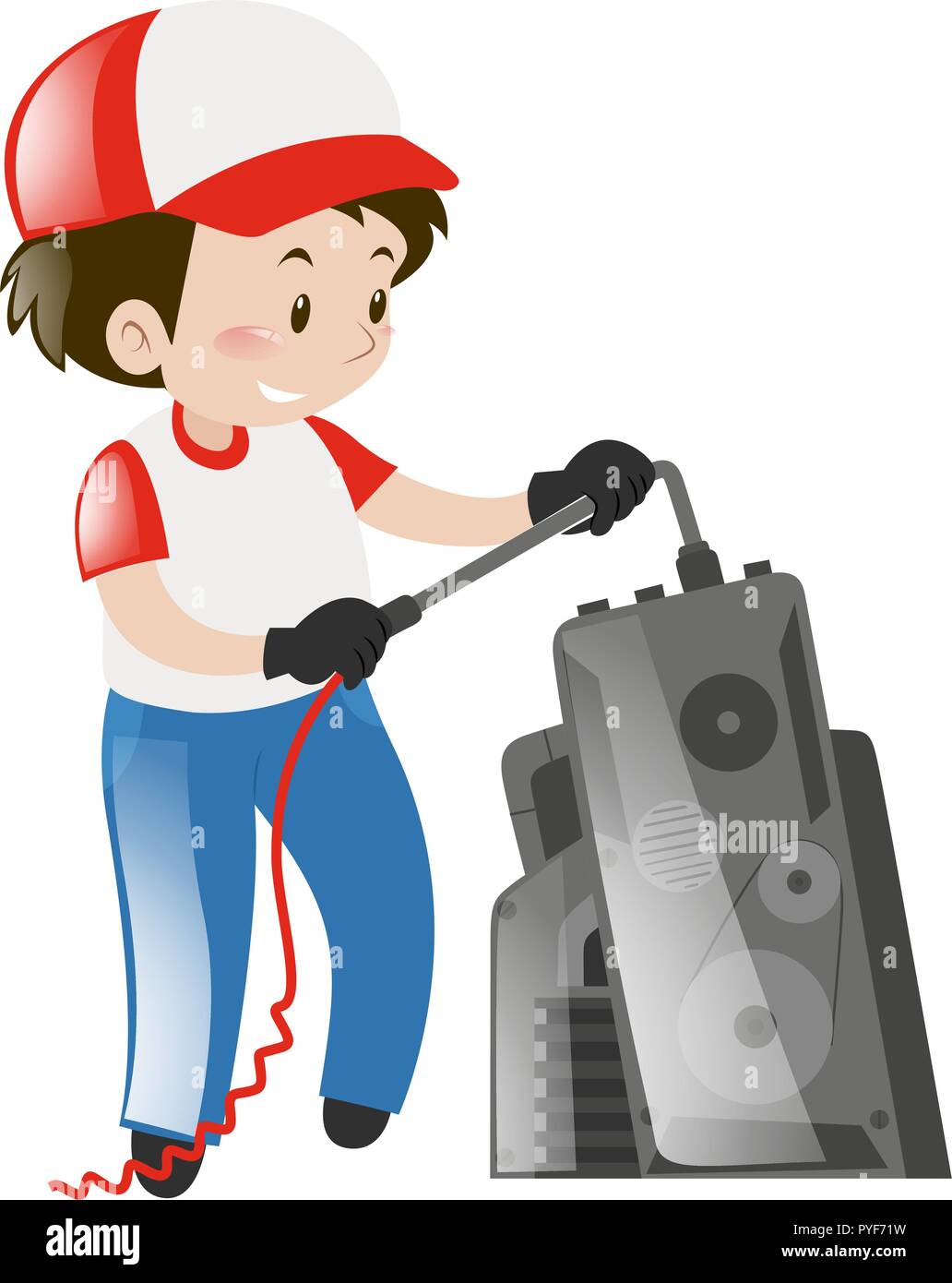 Man working on big machine illustration Stock Vector Image & Art - Alamy