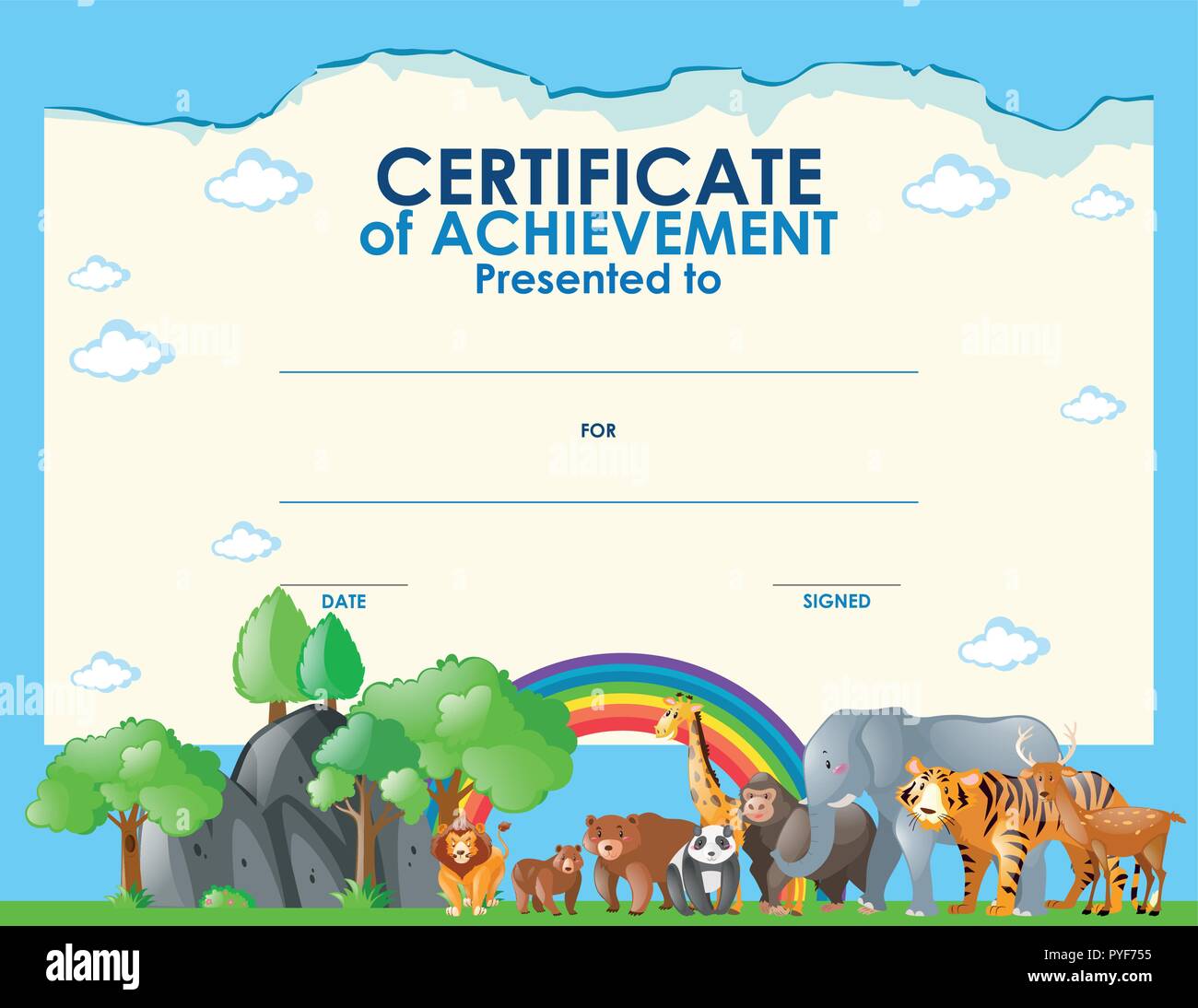 Certificate template with wild animals illustration Stock Vector Image ...