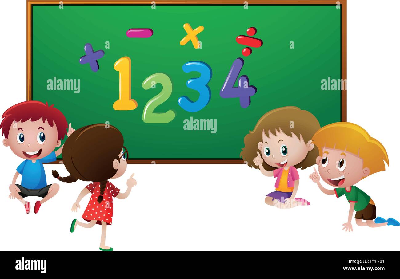 Numbers and kids at school illustration Stock Vector Image & Art - Alamy
