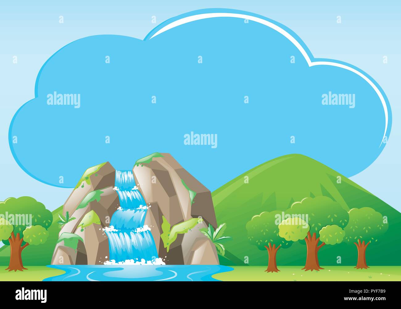 Border template with waterfall in backgroud illustration Stock Vector ...