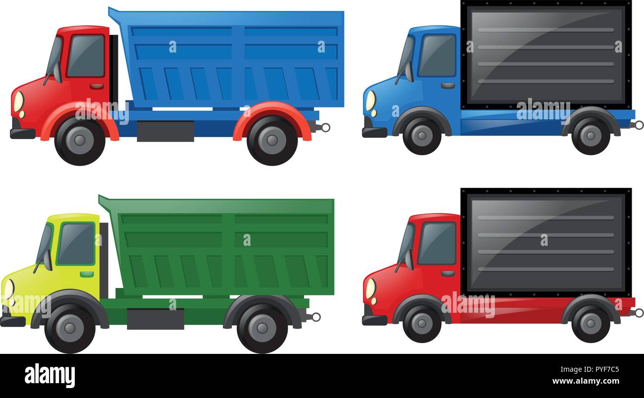 Four trucks in different colors illustration Stock Vector Image & Art ...