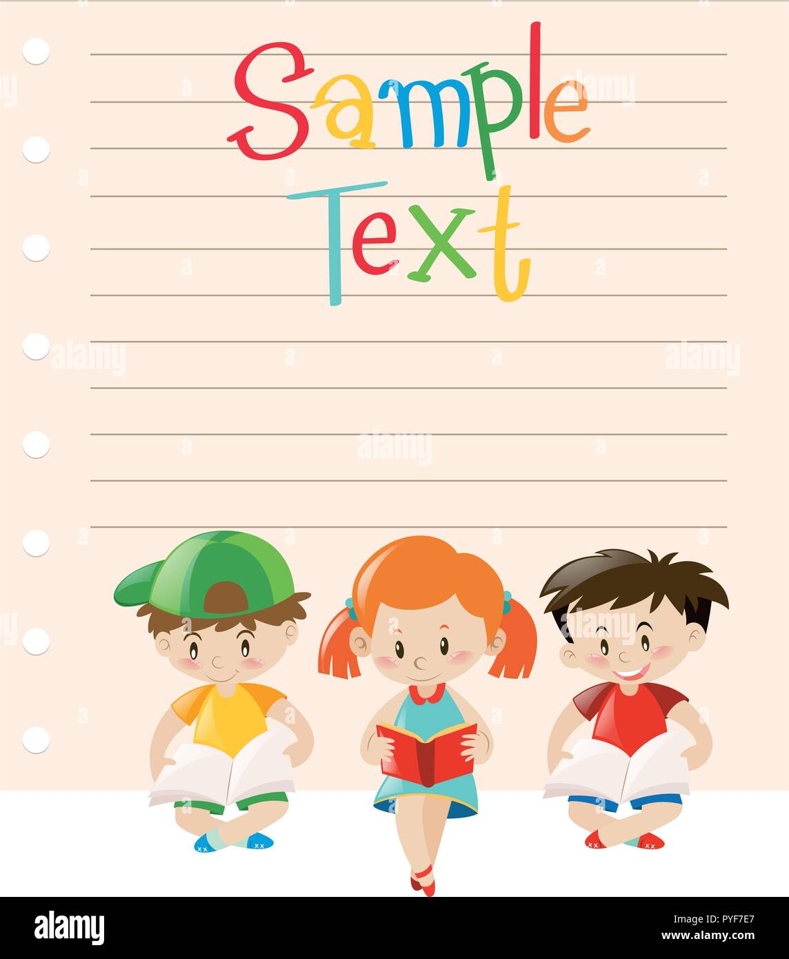 Paper design with kids reading books illustration Stock Vector Image ...