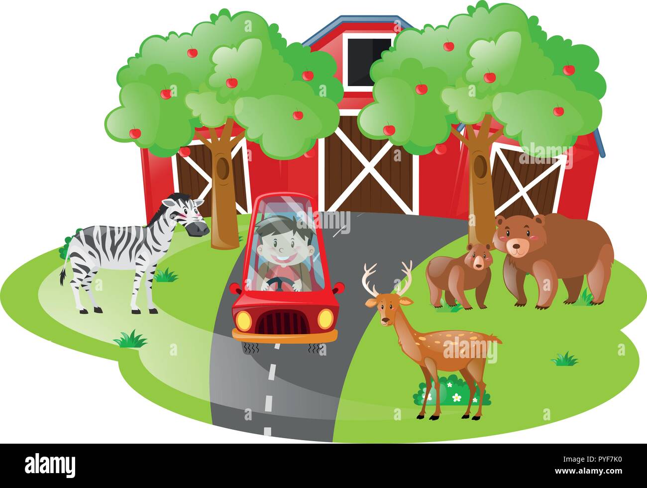 Car in background of farm Stock Vector Images - Alamy
