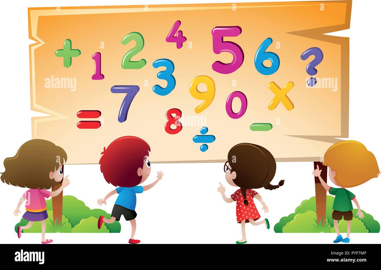 Kids and numbers on wooden board illustration Stock Vector Image & Art ...