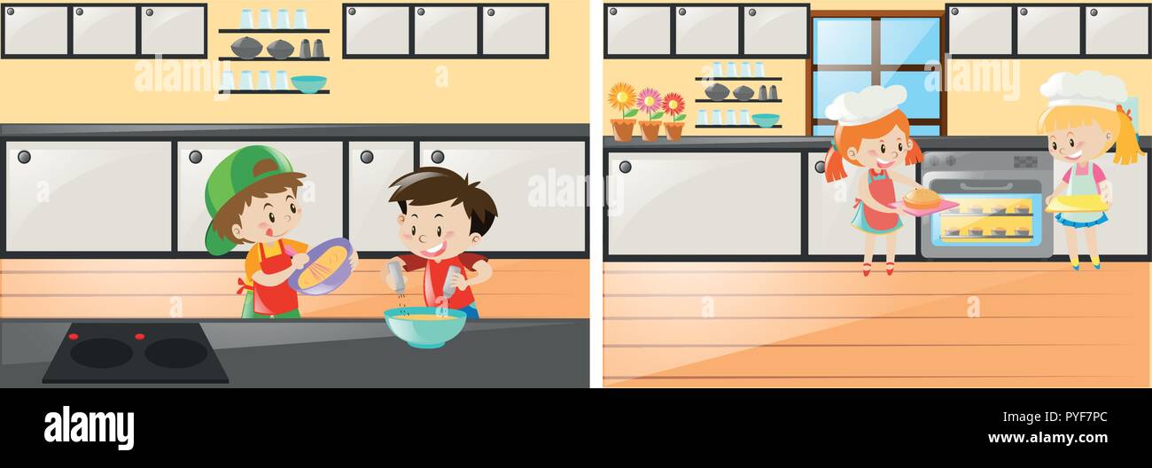 Cartoon chef kids baking cooking hi-res stock photography and images ...