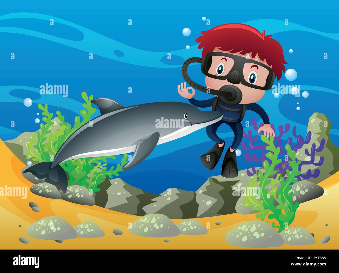 Boy Child Dolphin Stock Vector Images - Alamy