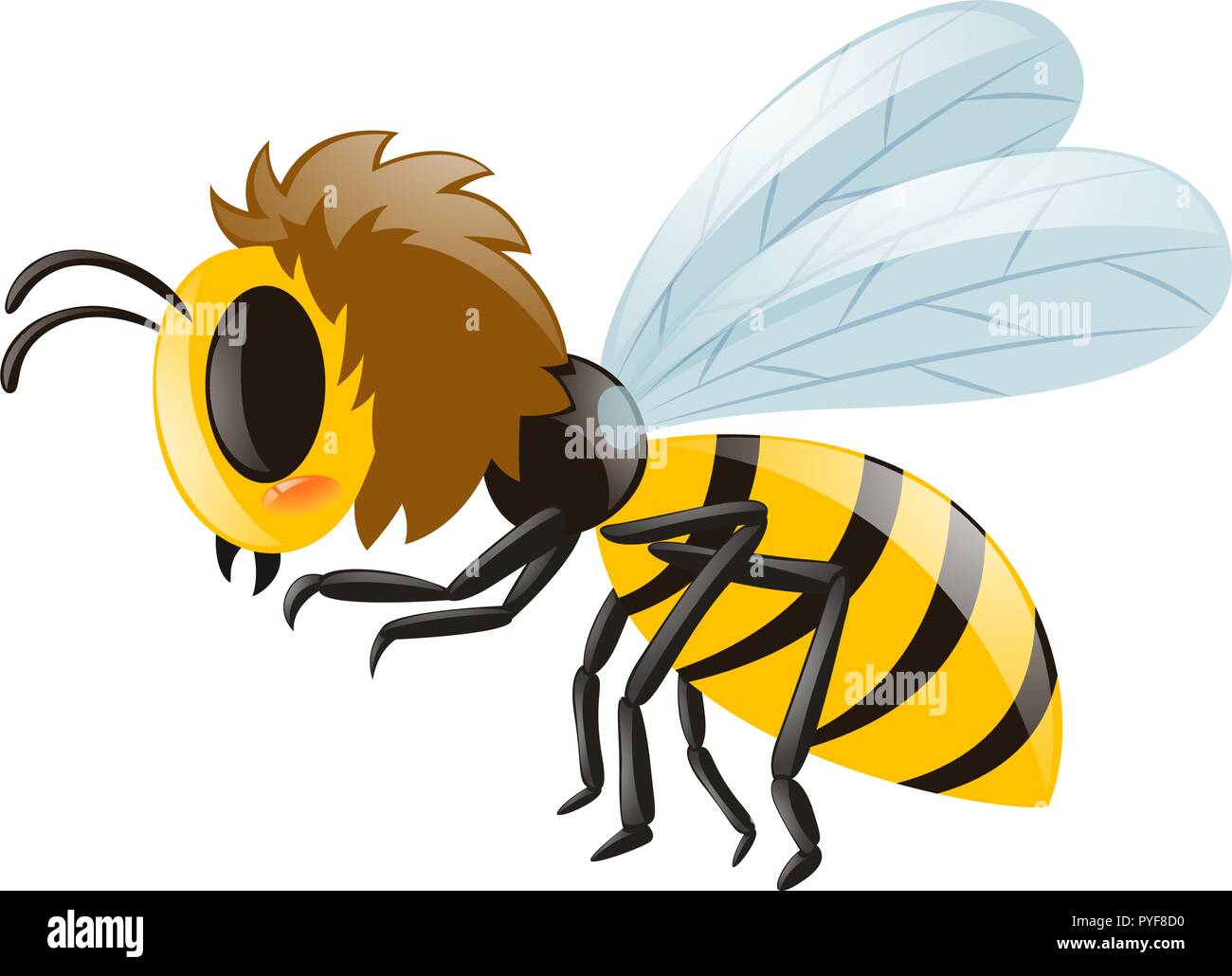 Little bee flying on white background illustration Stock Vector Image ...