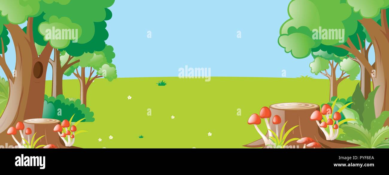 Nature scene with trees and field illustration Stock Vector Image & Art ...