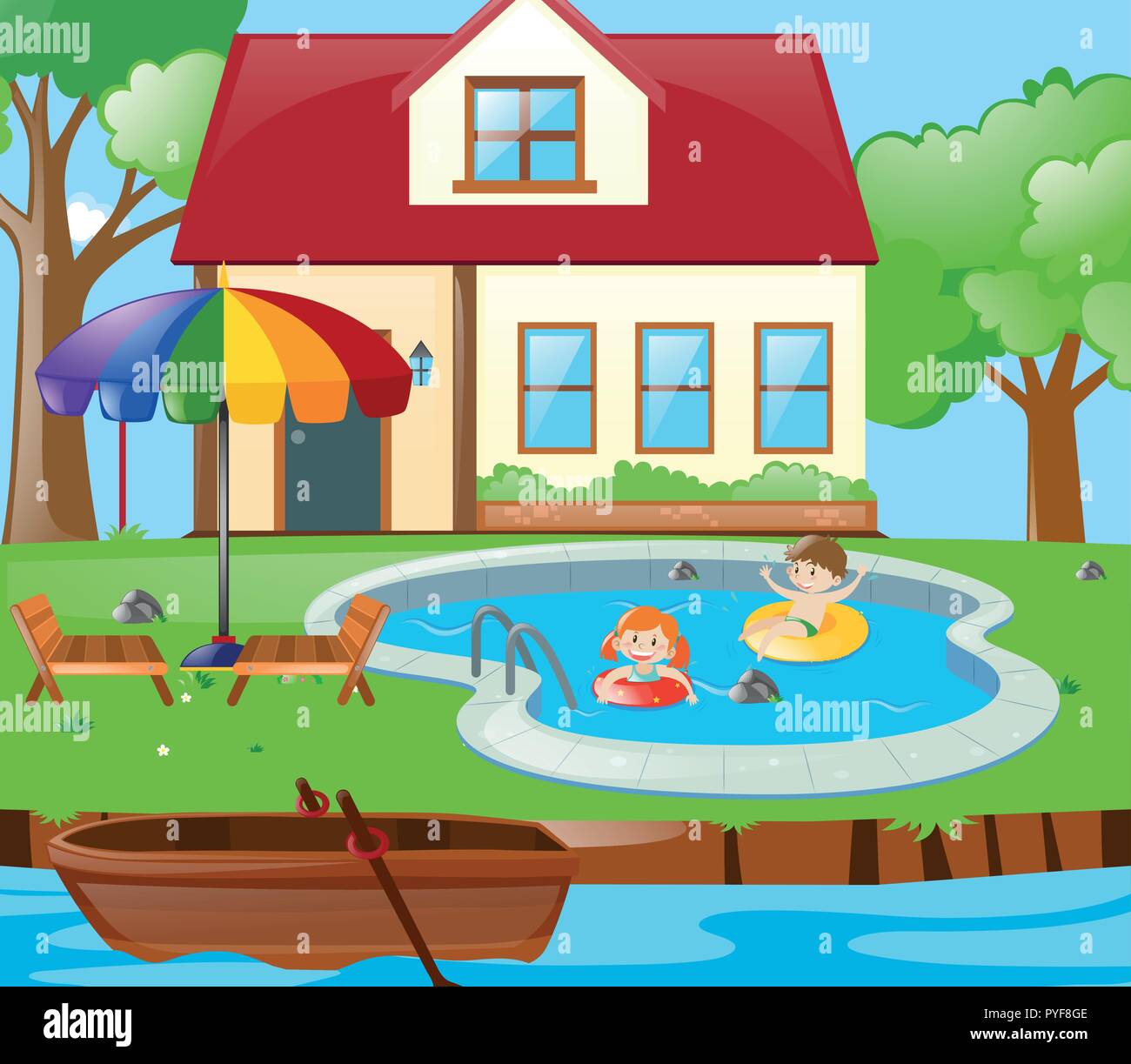 Having fun in the swimming pool Stock Vector Images - Alamy