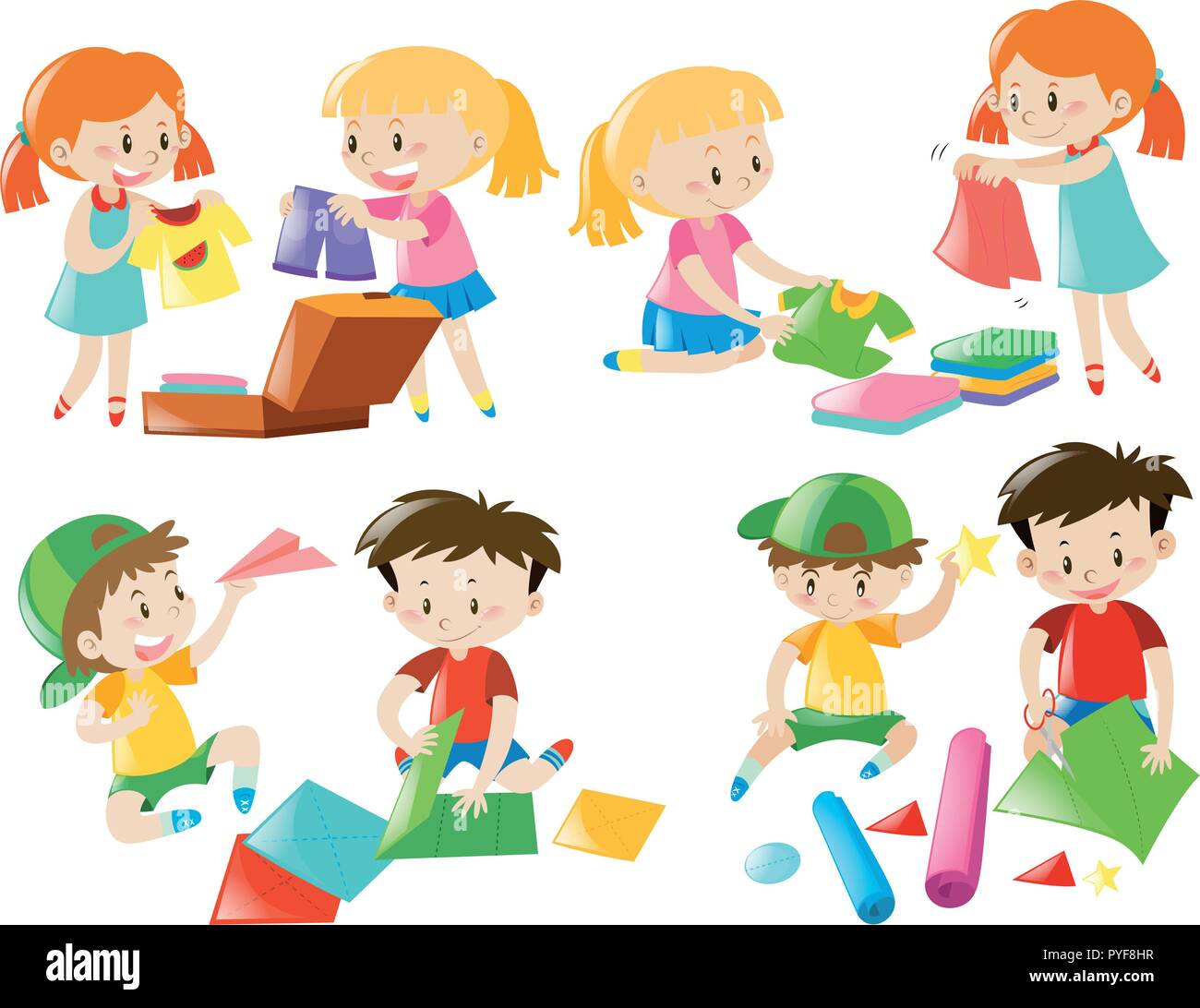 Kids doing different activities illustration Stock Vector Image & Art ...