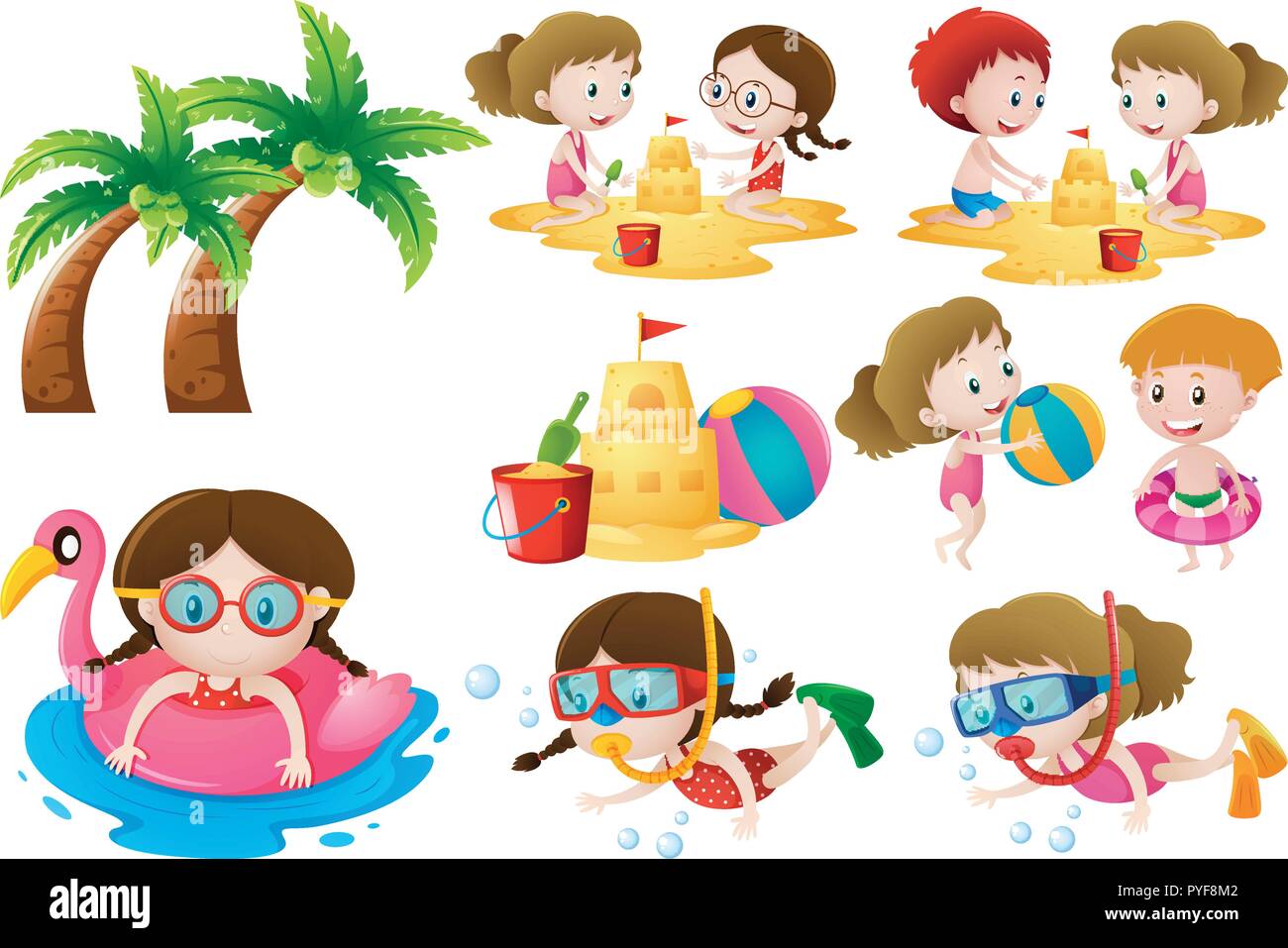 Activities at the beach Stock Vector Images - Alamy