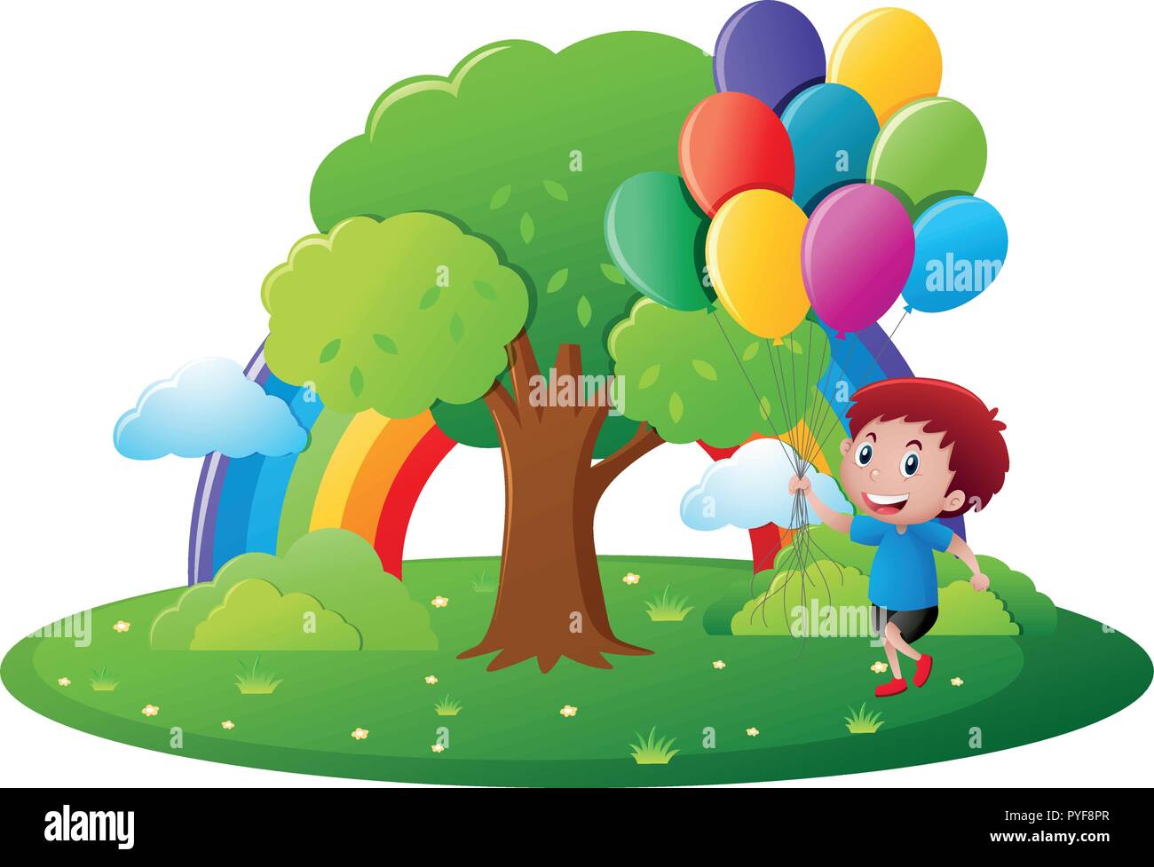 Boy with balloons Stock Vector Images - Alamy