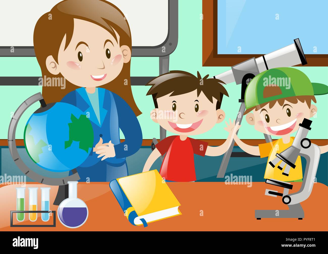 Teacher and students in class illustration Stock Vector Image & Art - Alamy