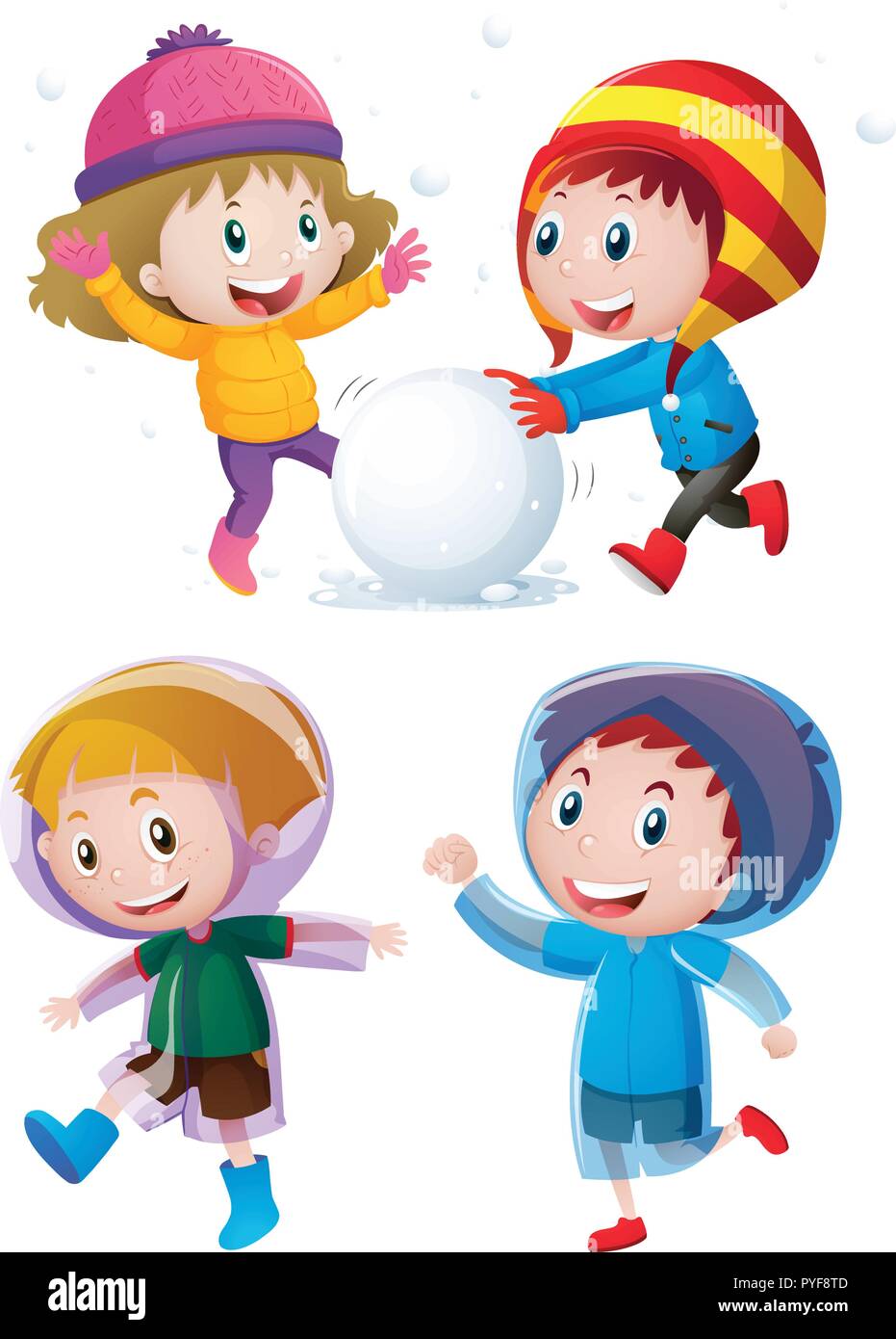 Little girl playing in the snow Stock Vector Images - Alamy