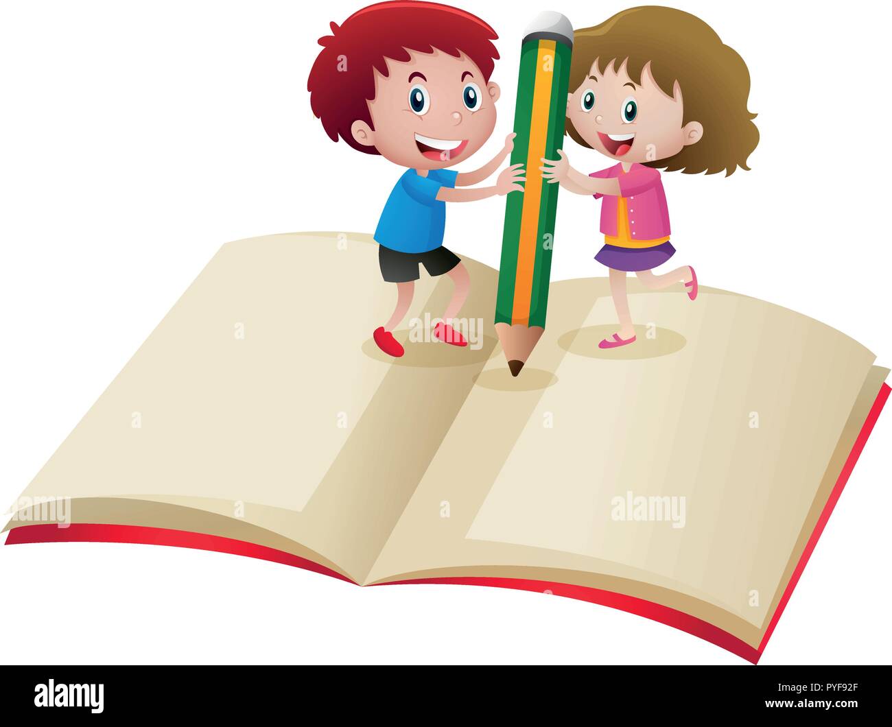 Boy and girl writing on the notebook illustration Stock Vector Image ...