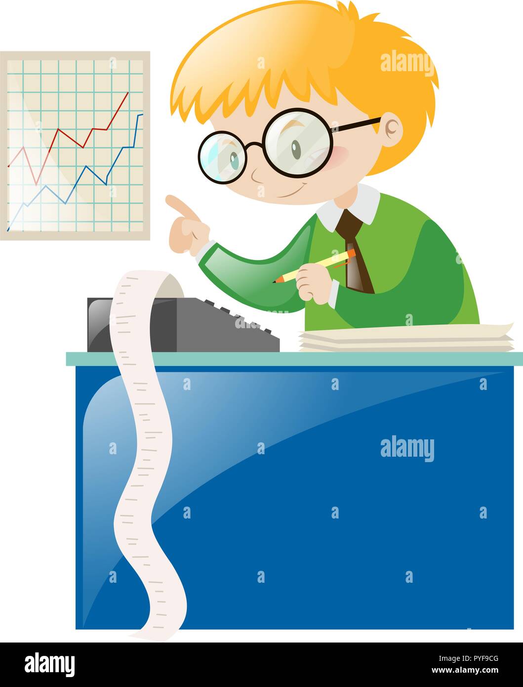 Male accountant working with numbers illustration Stock Vector Image ...