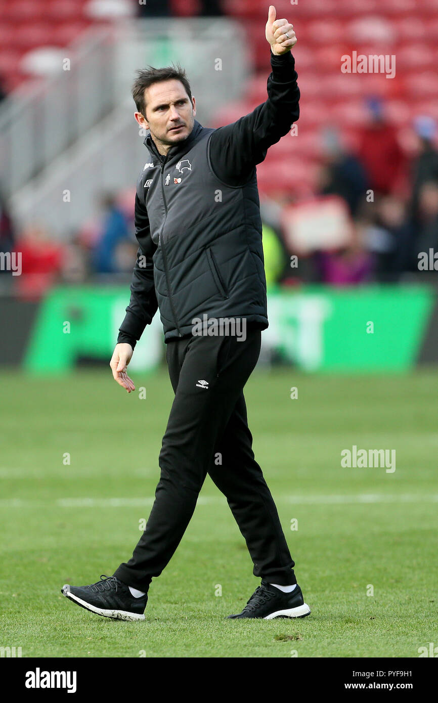 Derby County manager Frank Lampard after the Sky Bet Championship match ...