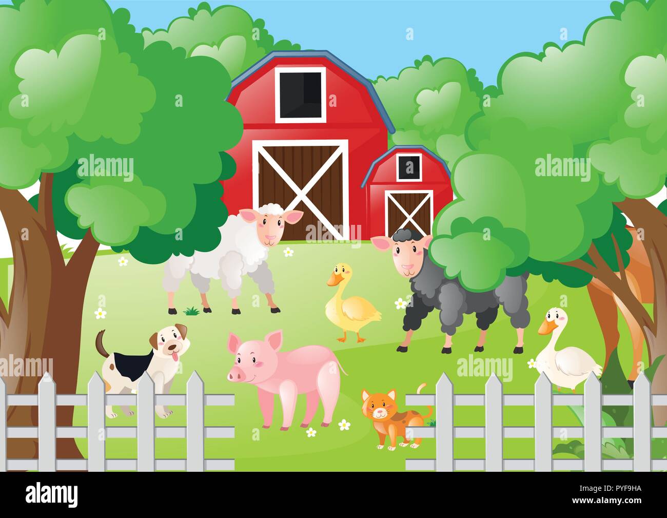 Farm animals living the farmyard illustration Stock Vector Image & Art ...