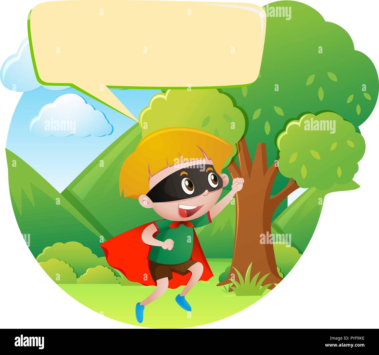 Speech bubble template with boy hero illustration Stock Vector Image ...