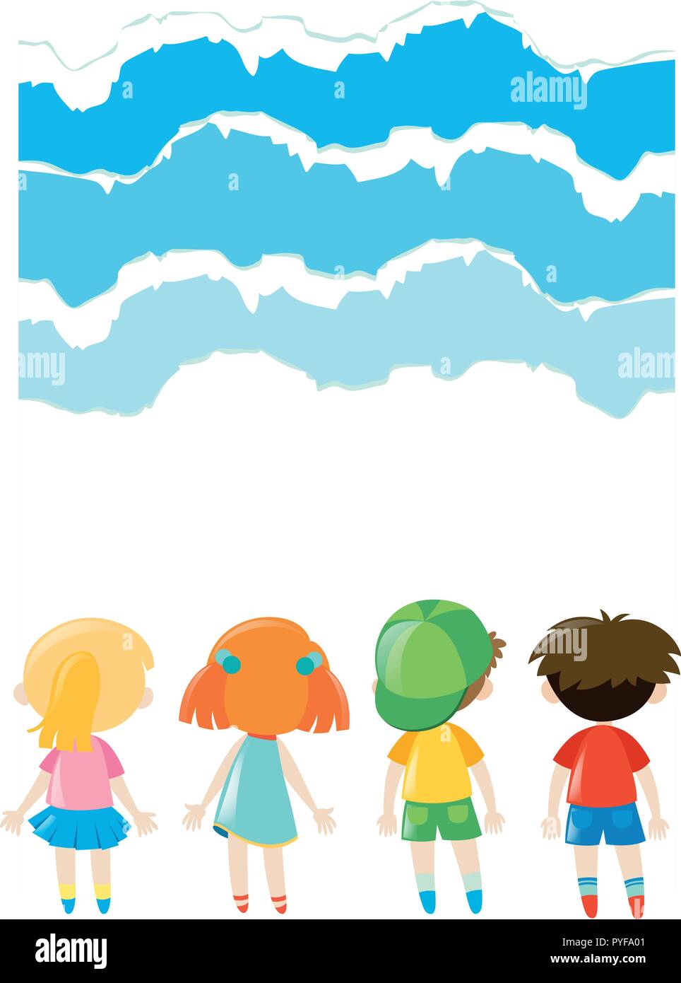 Paper design with kids standing illustration Stock Vector Image & Art ...