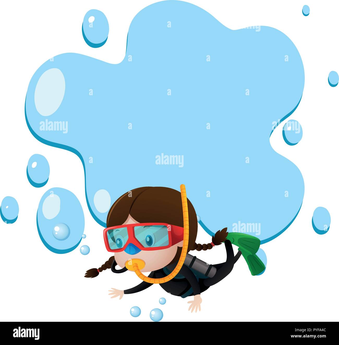 Border template with kid scuba diving illustration Stock Vector Image ...