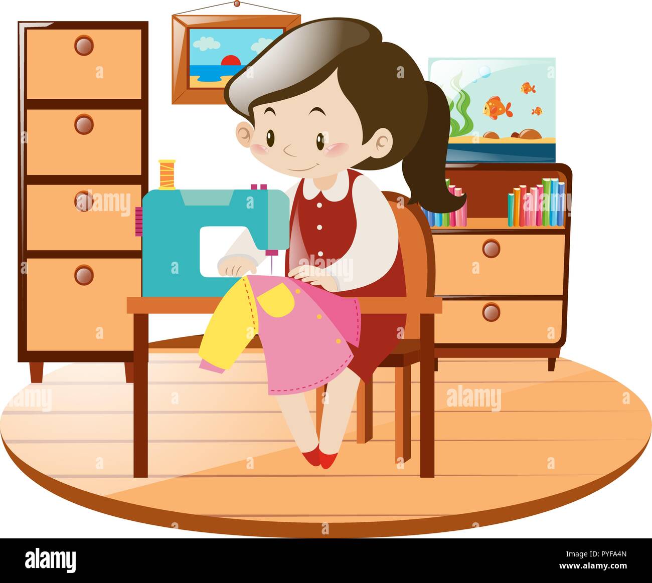 Woman designer sewing clothes Stock Vector Images - Alamy