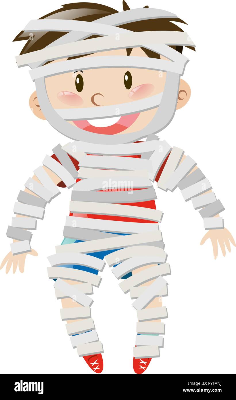 Boy dressed in zombie costume for halloween illustration Stock Vector ...