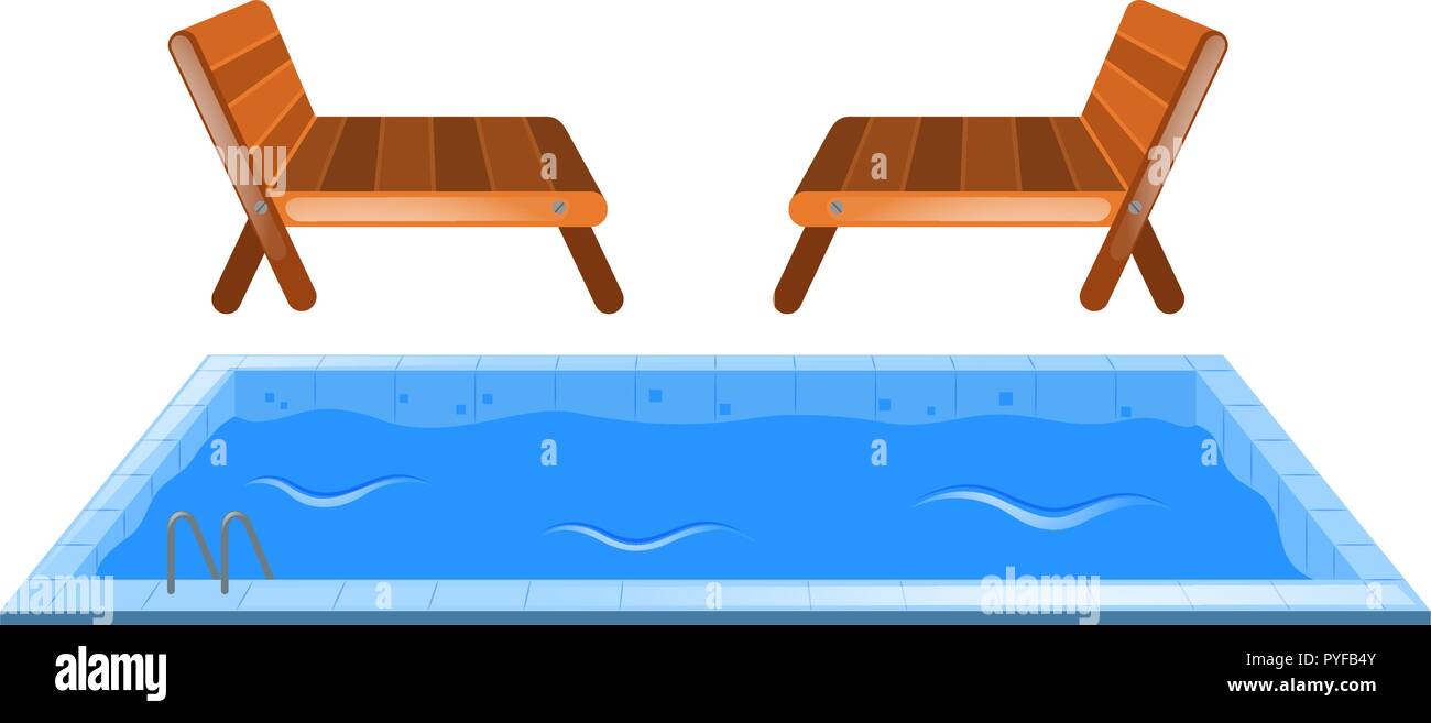 Small swimming pool and two seats illustration Stock Vector Image & Art ...