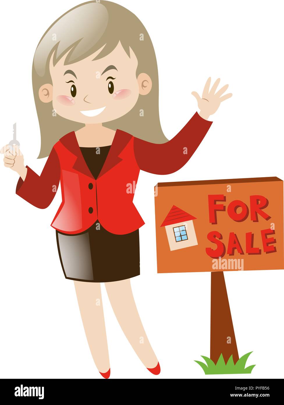 Real estate agent and house for sale illustration Stock Vector Image ...