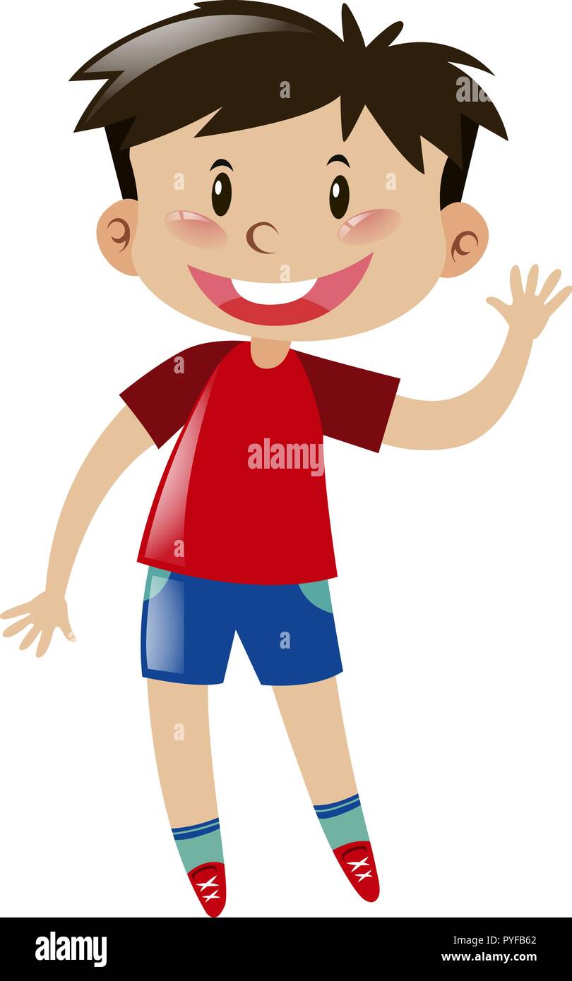 Boy in red waving hand illustration Stock Vector Image & Art - Alamy