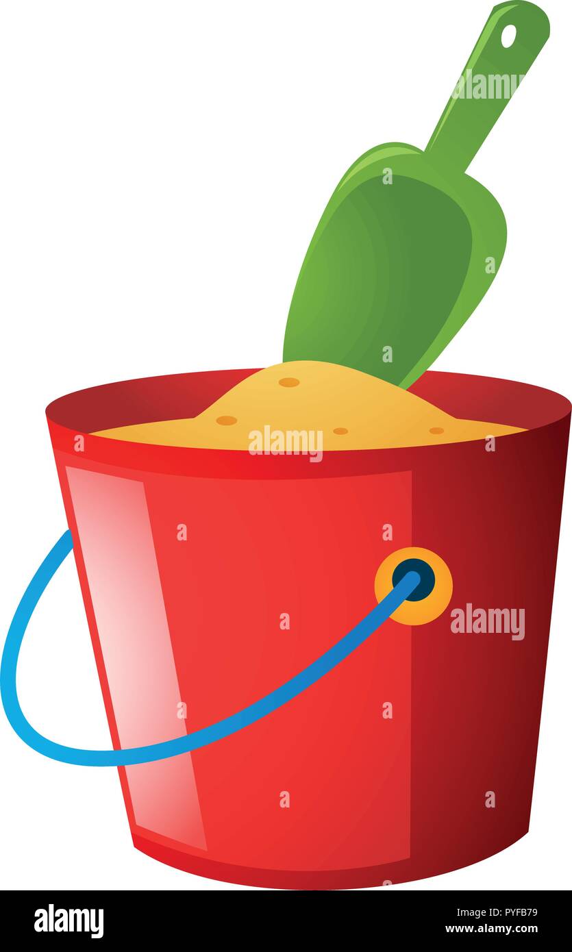 Bucket of sand and green spoon illustration Stock Vector Image & Art ...
