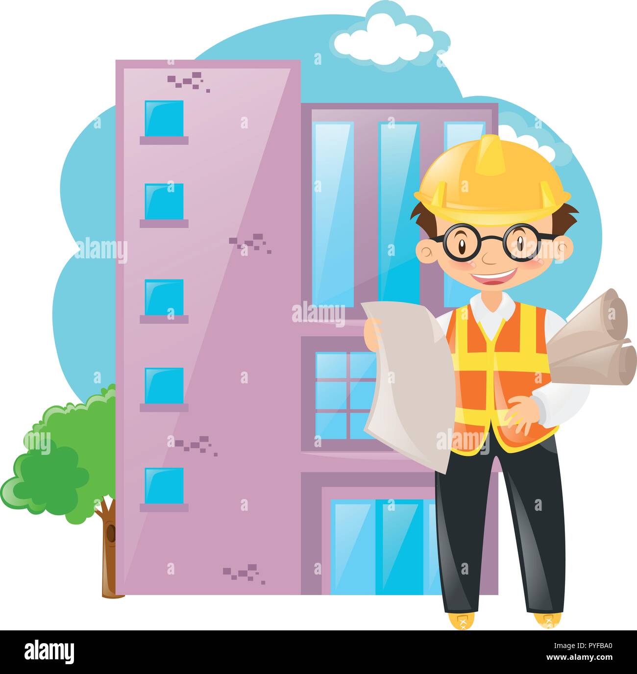 Foreman working on building illustration Stock Vector Image & Art - Alamy