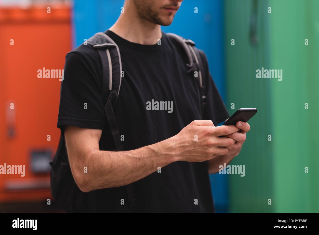Young man texting message hi-res stock photography and images - Alamy
