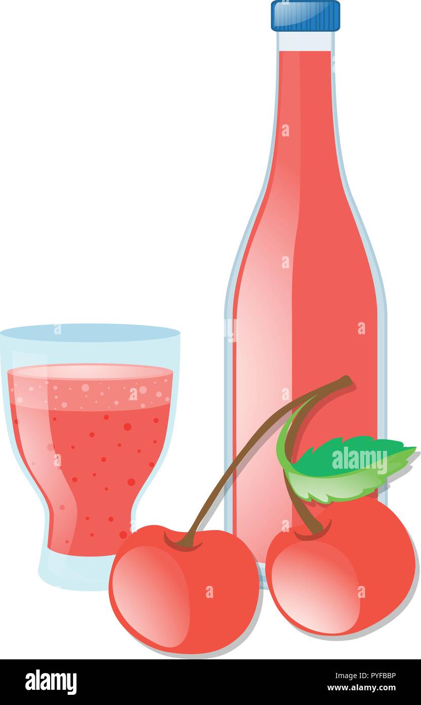 Fresh cherry and juice illustration Stock Vector Image & Art - Alamy