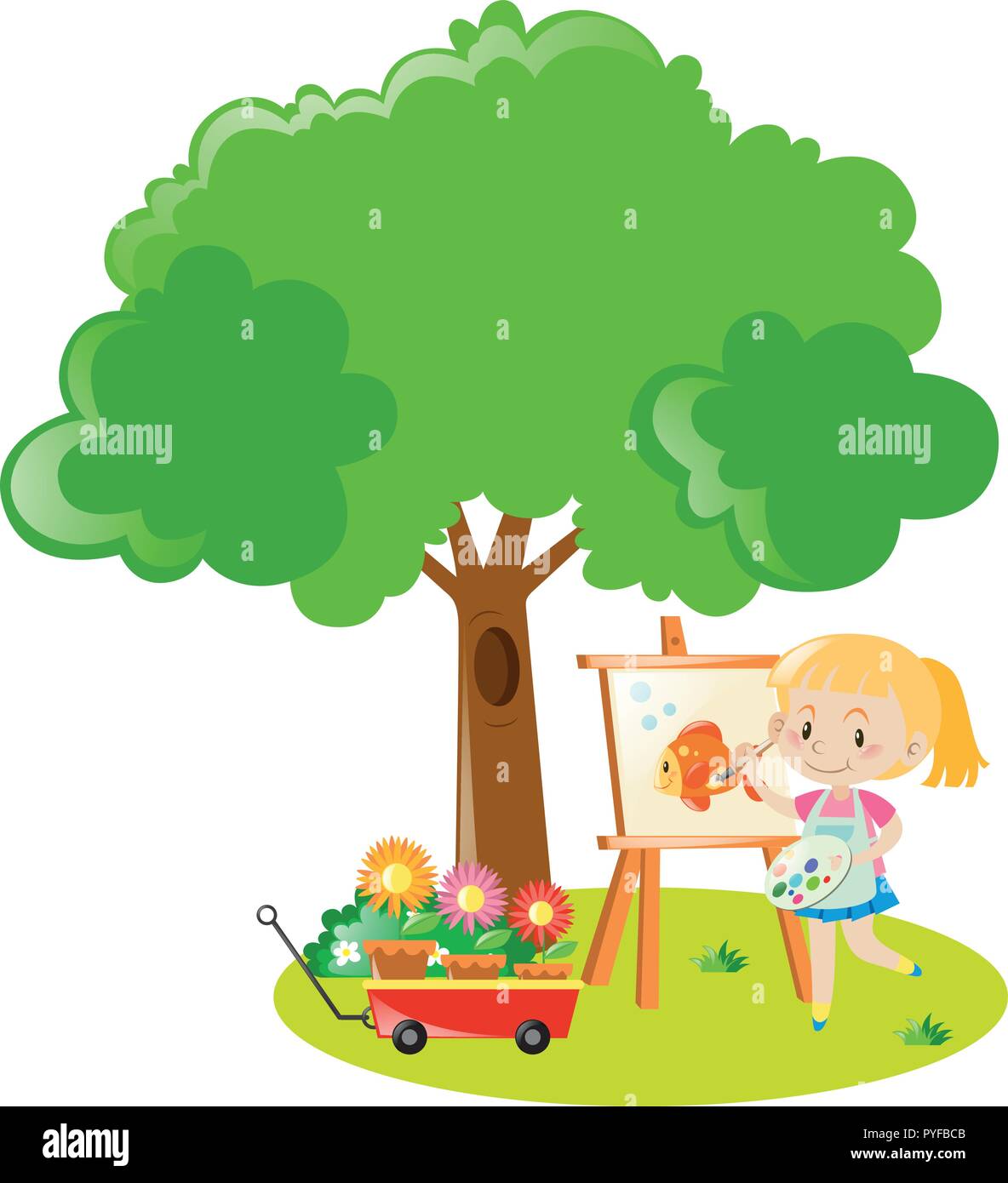Girl drawing outside Stock Vector Images - Alamy