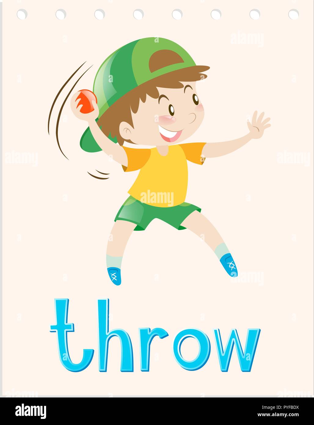 Flashcard with boy throwing ball illustration Stock Vector Image & Art ...