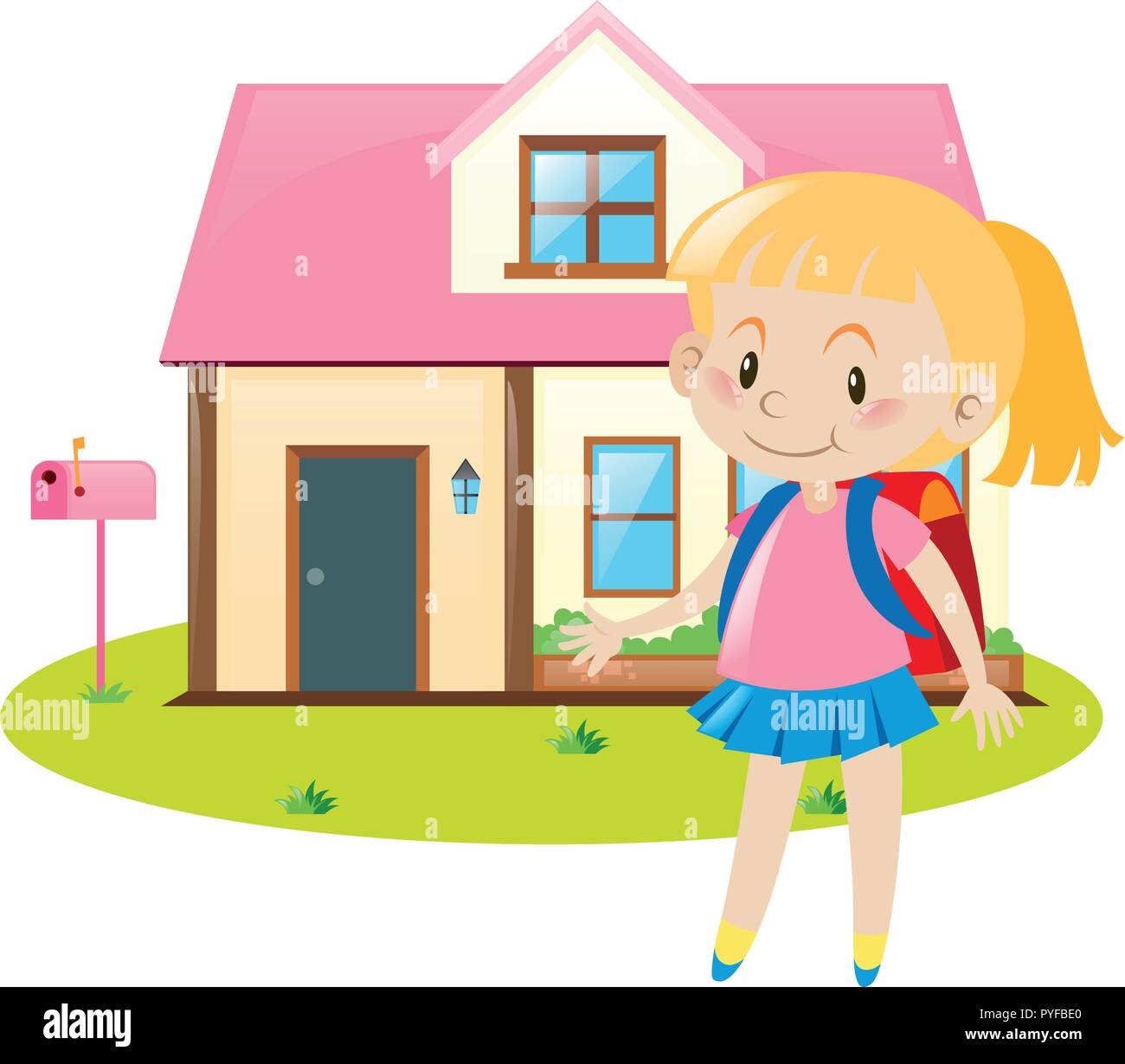 Cartoon Girl Going Home