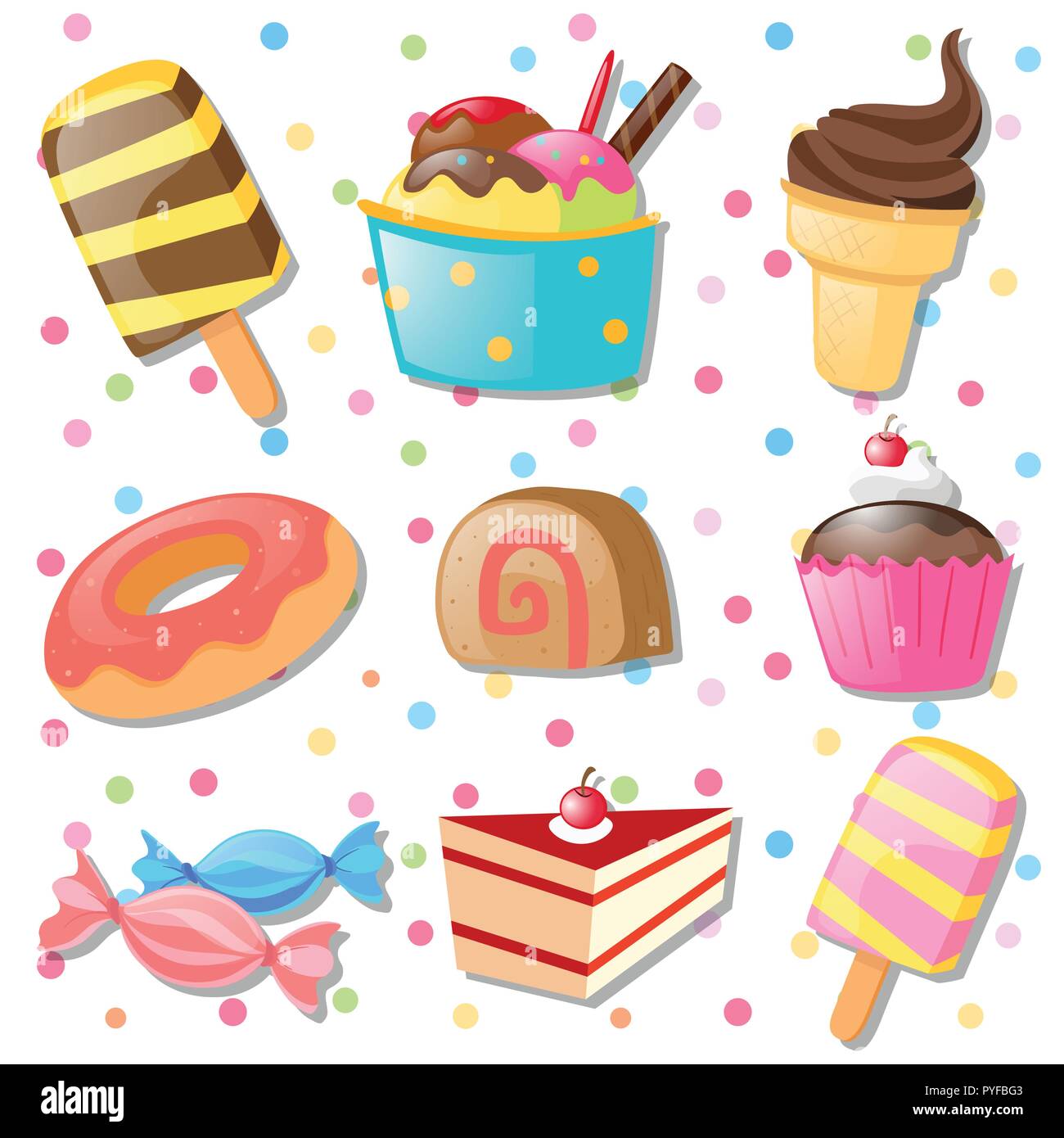 Different types of desserts illustration Stock Vector Image & Art - Alamy