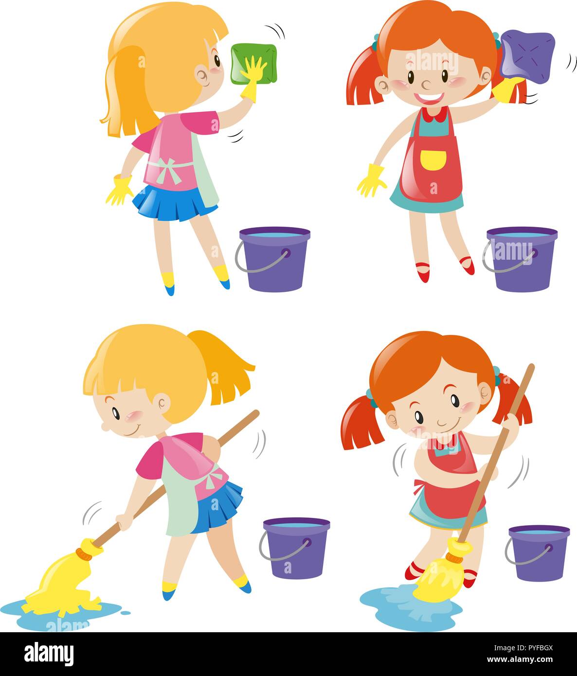 Girl doing different kind of chores illustration Stock Vector Image ...