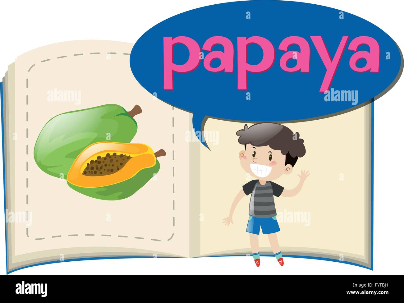 Vocabulary book with word papaya illustration Stock Vector Image & Art ...