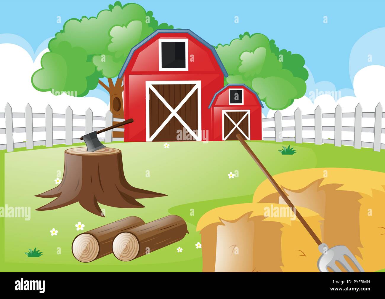 Axe in log illustration Stock Vector Images - Alamy