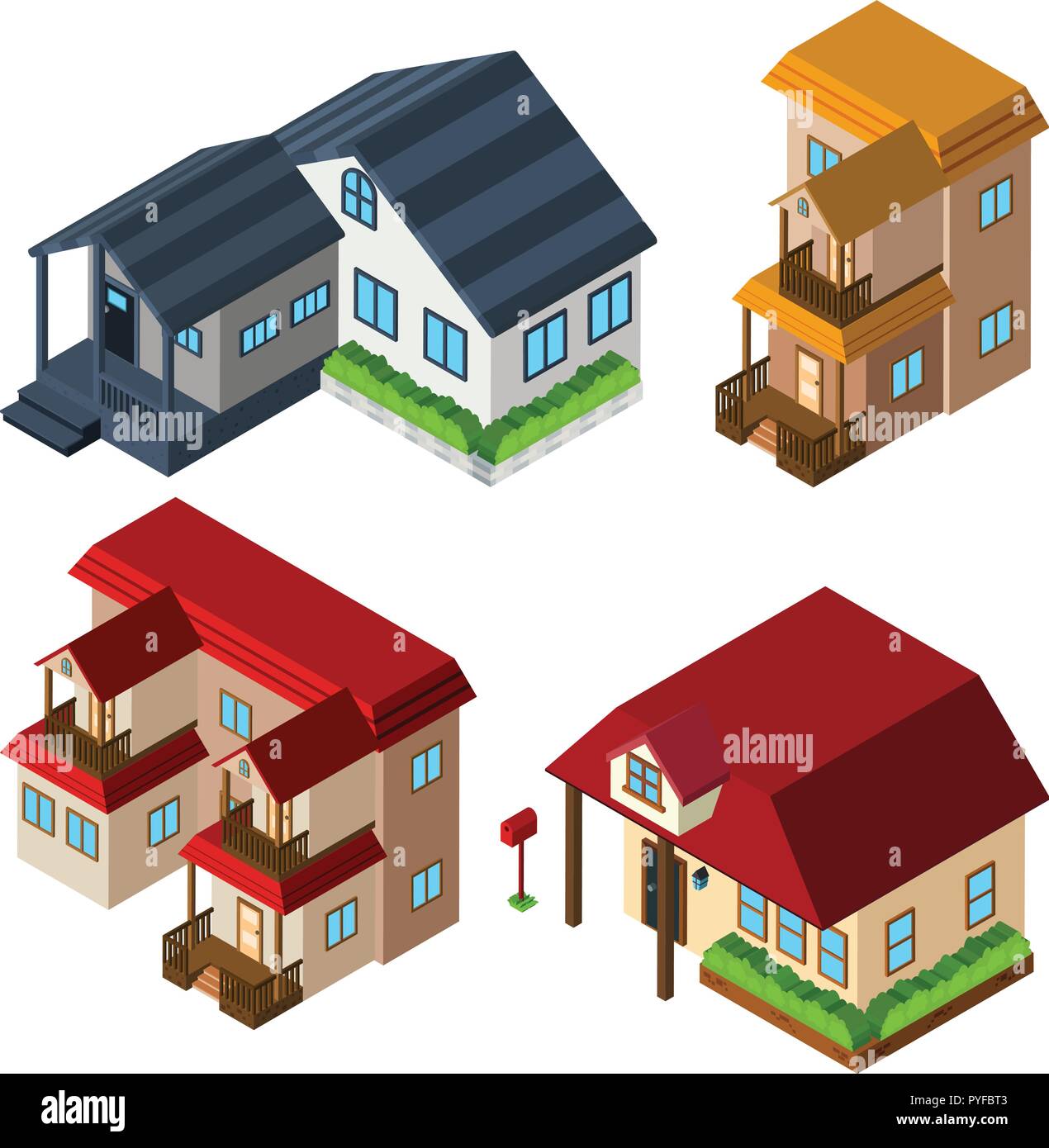 3D design for houses in different style illustration Stock Vector Image ...