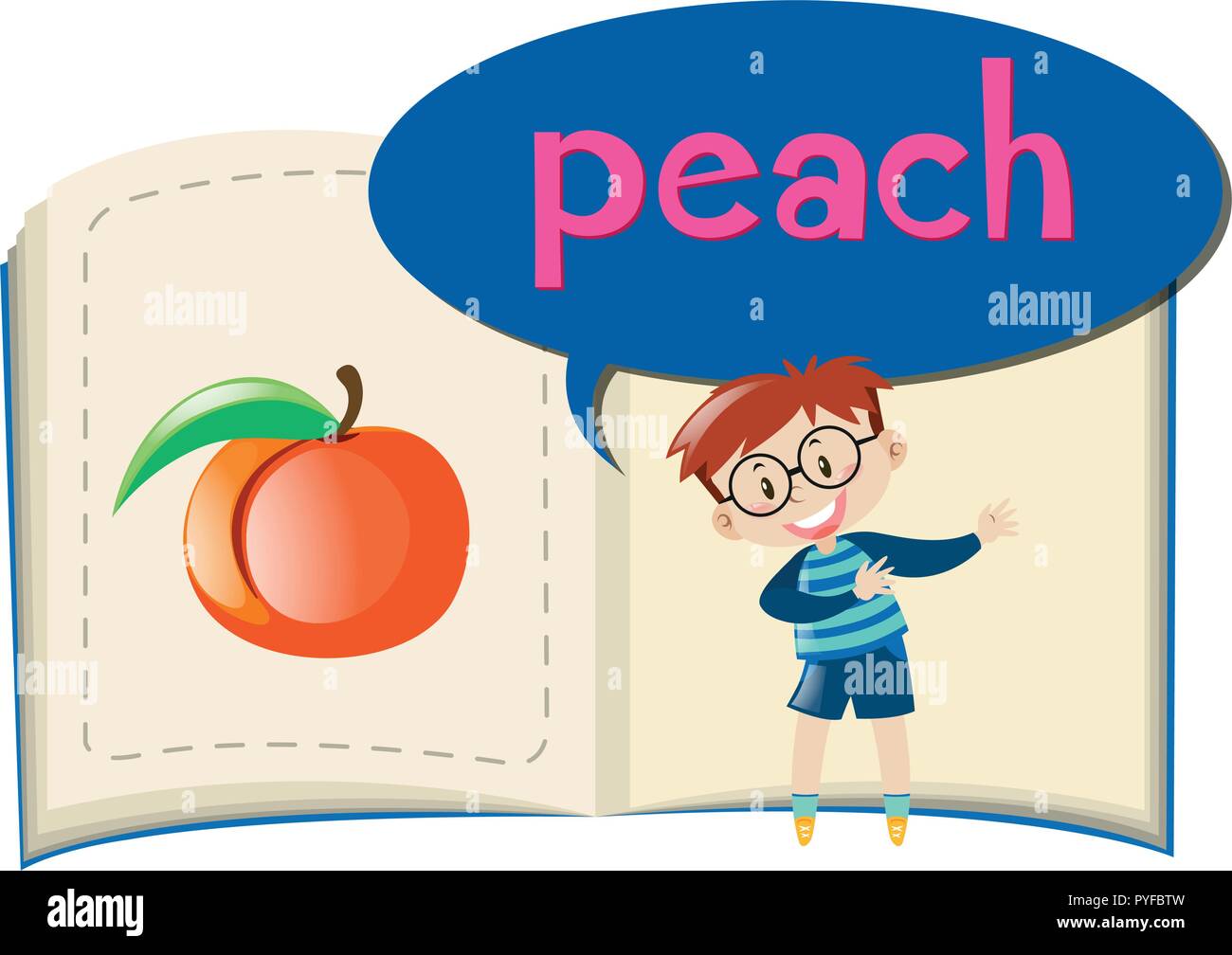 Fresh peach on children book illustration Stock Vector Image & Art - Alamy