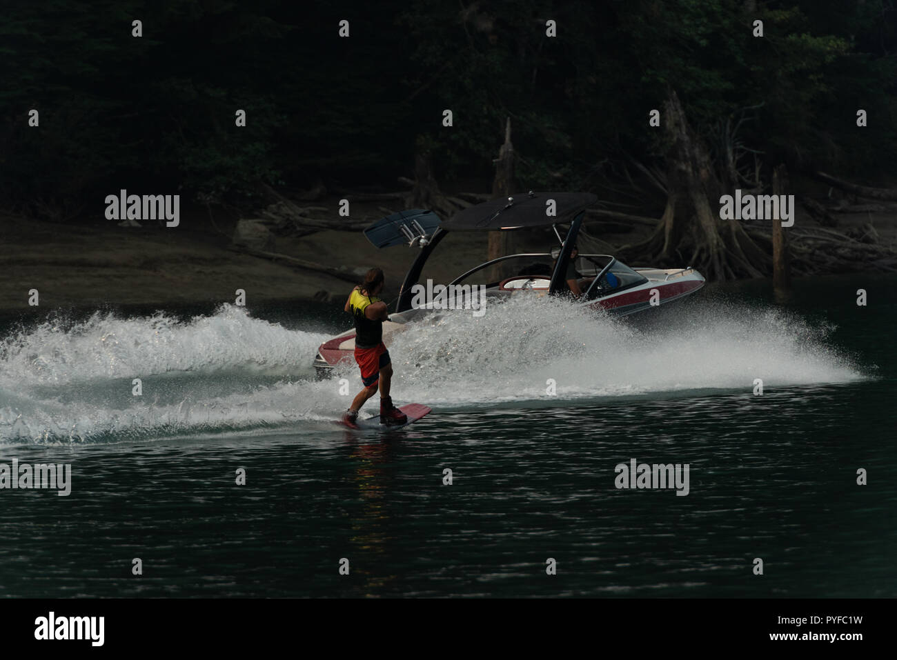 Man wakeboarding in the river Stock Photo - Alamy
