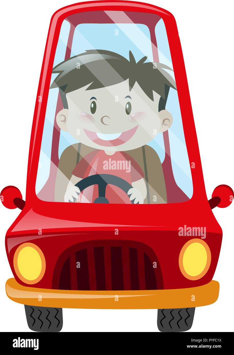 Boy driving red car illustration Stock Vector Image & Art - Alamy