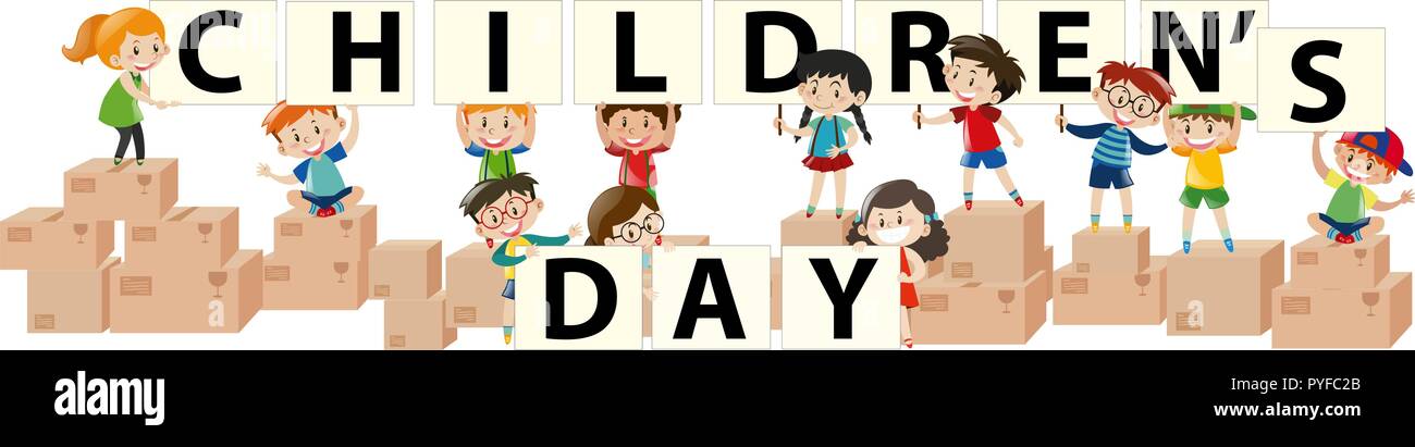 Children's day theme with boys and girls illustration Stock Vector ...
