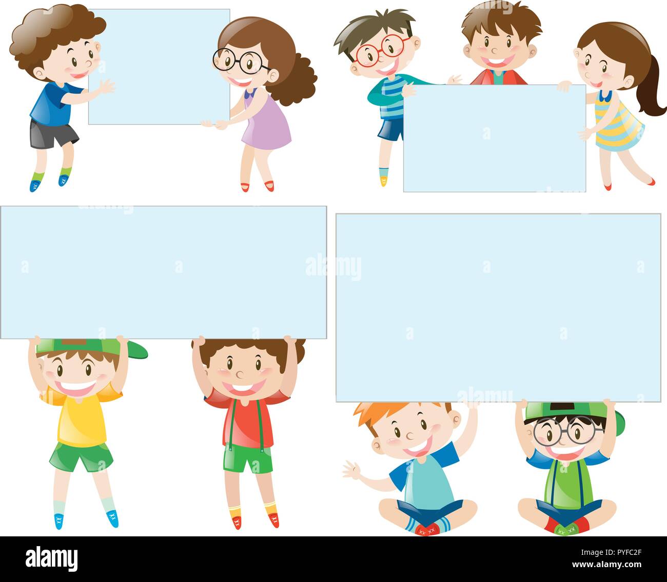 Border template with boys and girls illustration Stock Vector Image ...