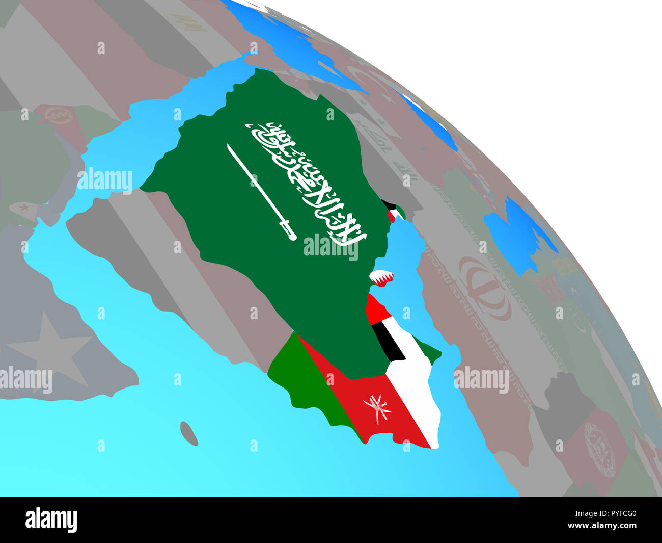 Map of gulf cooperation council hi-res stock photography and images - Alamy