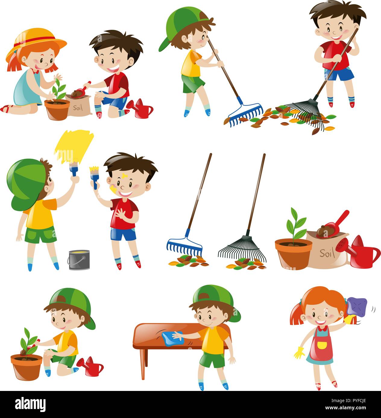 Kids Doing Chores Clipart