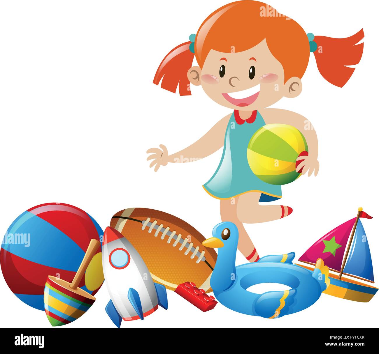 Little girl and many toys illustration Stock Vector Image & Art - Alamy